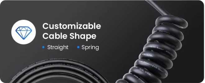 IEC 62196-2 Type 2 Tethered Cable Coiled EV Charging Cable 22KW 32A 480V