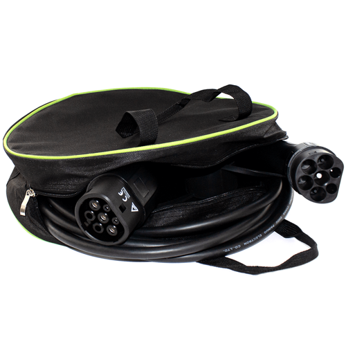 Black PU EV Charging Cable Bag 38*12CM EVA Carrying Case