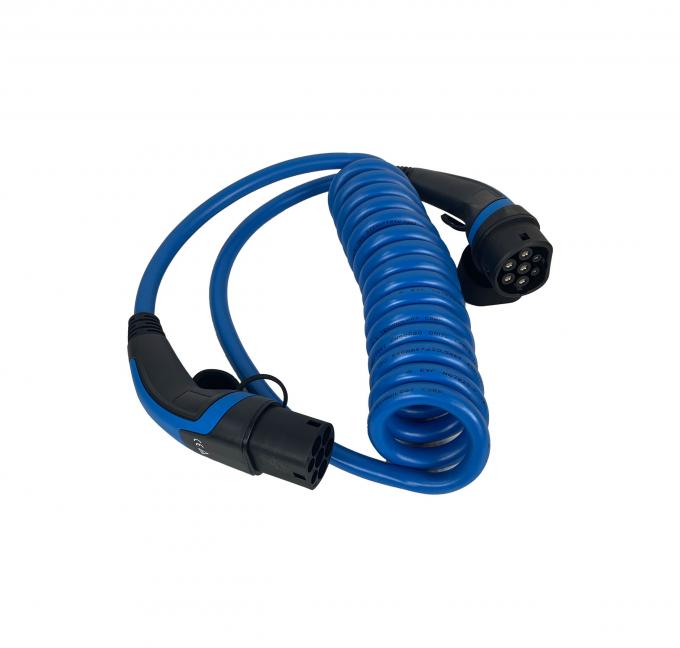 Spiral 7kW Type 2 To Type 2 Charging Cable 32A 250V 1 Phase