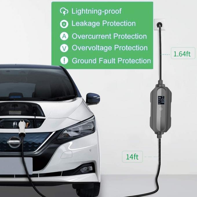 Schuko Type 2 Portable EV Charger 16A 230V Car EV Charger LCD And Time ...