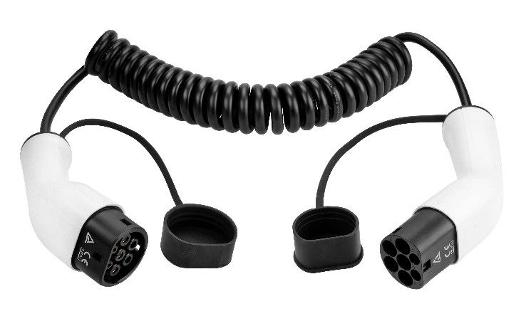 Spiral 22kw Type 2 To Type 2 EV Cable Standard Grounding 4kg
