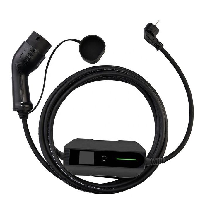 Schuko Type 2 Portable EV Charger 16A 230V Car EV Charger LCD And Time ...