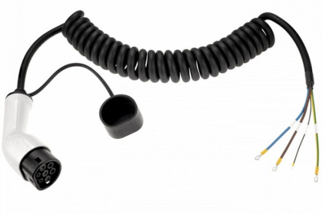 IEC 62196-2 Type 2 Tethered Cable Coiled EV Charging Cable 22KW 32A 480V