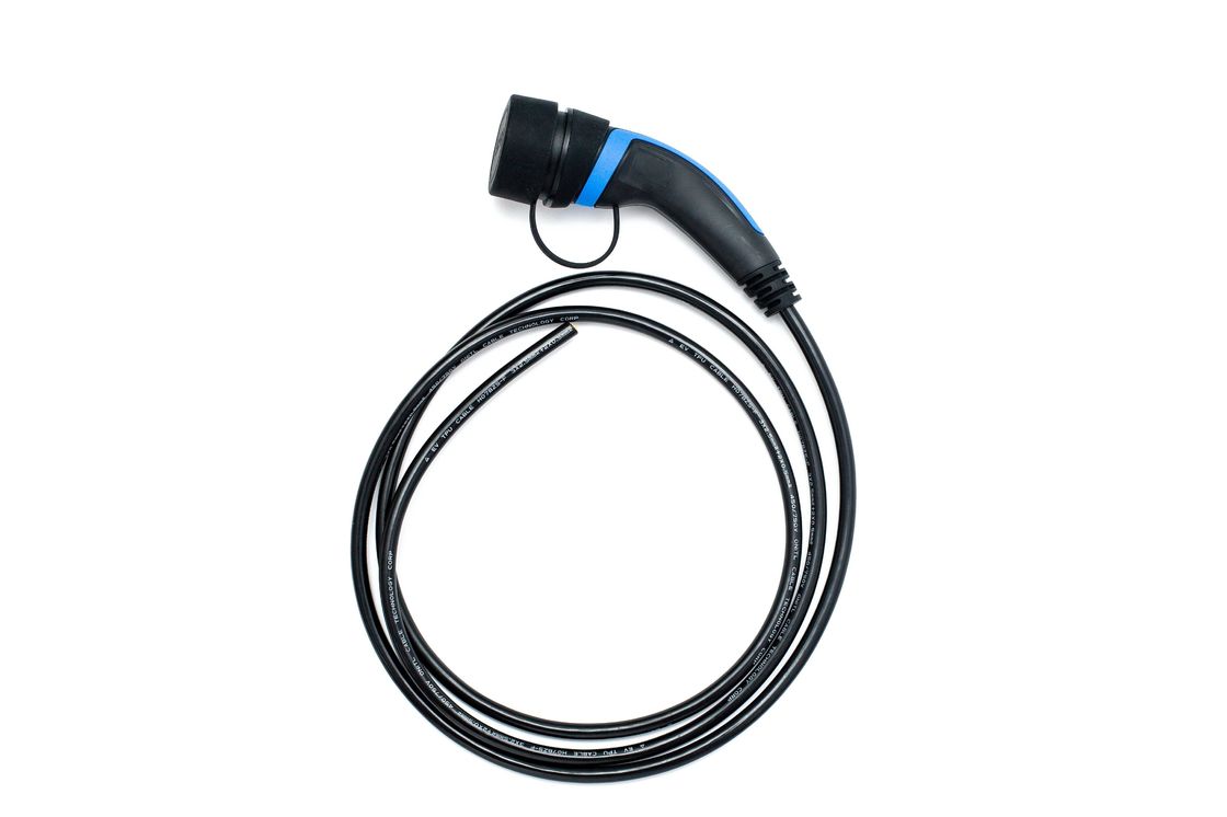Black Blue 32A Type 2 Tethered Charging Cable 3 Phase IEC 62196-2