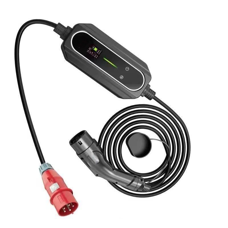 3 Phase 415V Portable EV Charger with LCD Screen 6A to 32A Variable ...