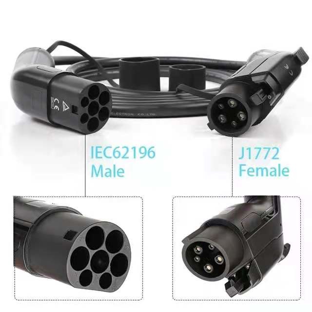 Copper Alloy Type 1 To Type 2 EV Cable 32A EV Charging Cable 3kg