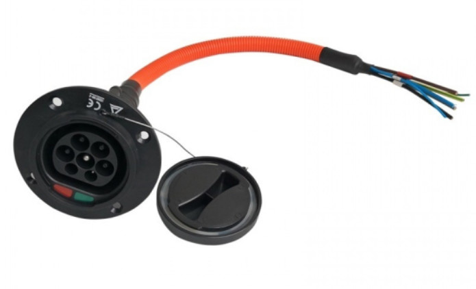 EV Charging Socket IEC 62196-2 32 Amp Inlet Socket With 0.5M Cable