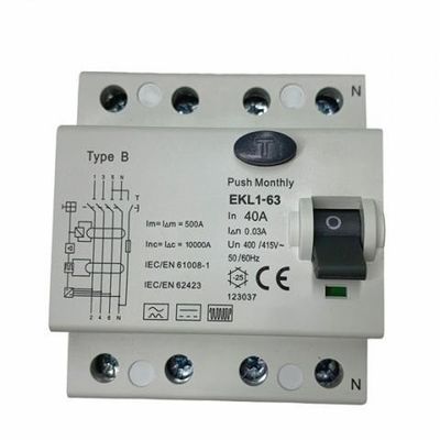 EKL1-63 RCCB Circuit Breaker RCD Type B AC 30mA DC 6mA For Wallbox